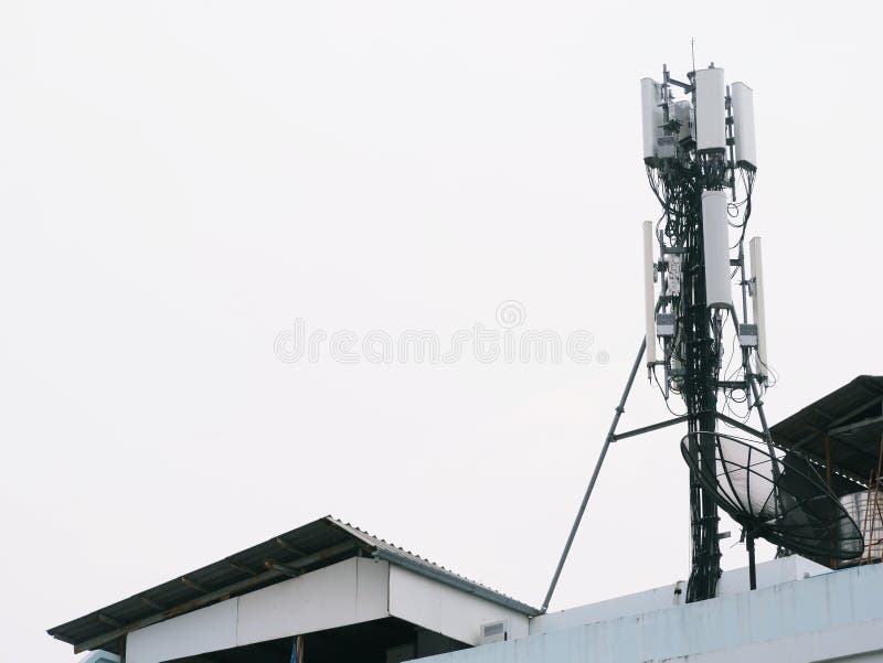 Telephone Towers Installed on the Building Stock Image - Image of ...