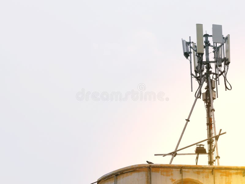 Telephone Towers Installed on the Building Stock Image - Image of ...