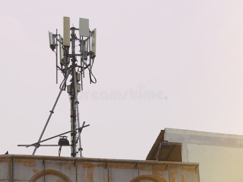 Telephone Towers Installed on the Building Stock Photo - Image of ...