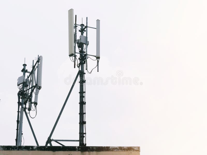 Telephone Towers Installed on the Building Stock Image - Image of ...