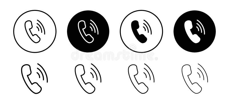 Telephone Vector Icon Set Collection. Telephone Outline Flat Icon Stock ...