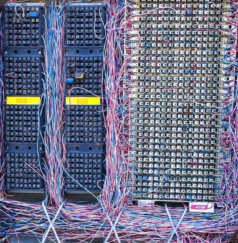 Telephone Wires Panel and Switchboard Panel. Selective Focus Stock ...
