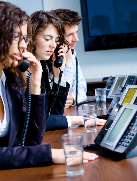 Telephone Workers at Office Stock Image - Image of consultant, glasses ...
