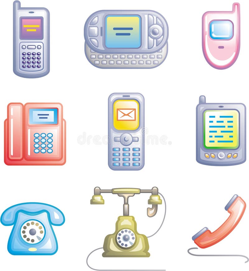 Cartoon Computer and Phone Face Icon Stock Vector - Illustration of ...