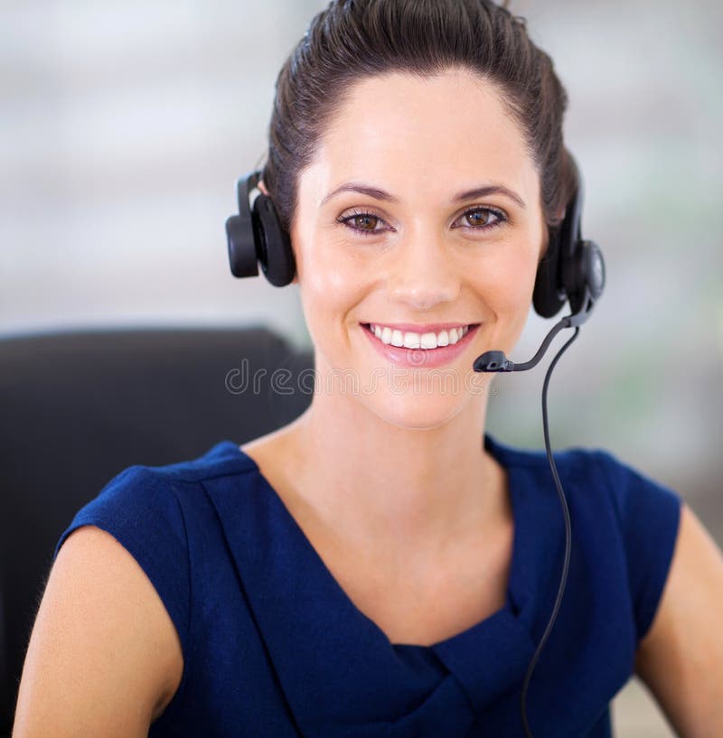 Telephonist with Headphones Stock Photo - Image of caucasian, lovely ...