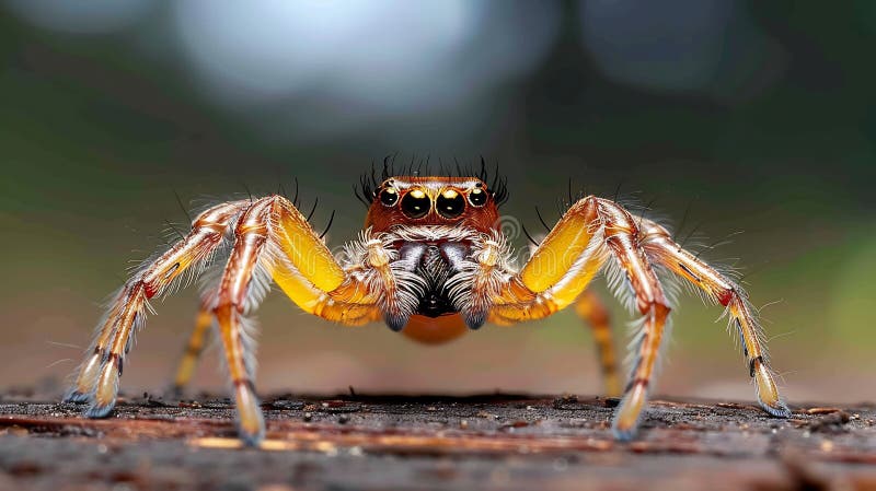 Blurred Forest Background: Curious Jumping Spider Expression Stock ...