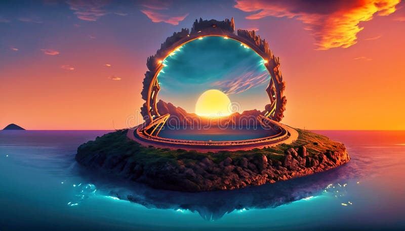 Multiverse Portal with Rich Colors Surrealism Stock Illustration ...