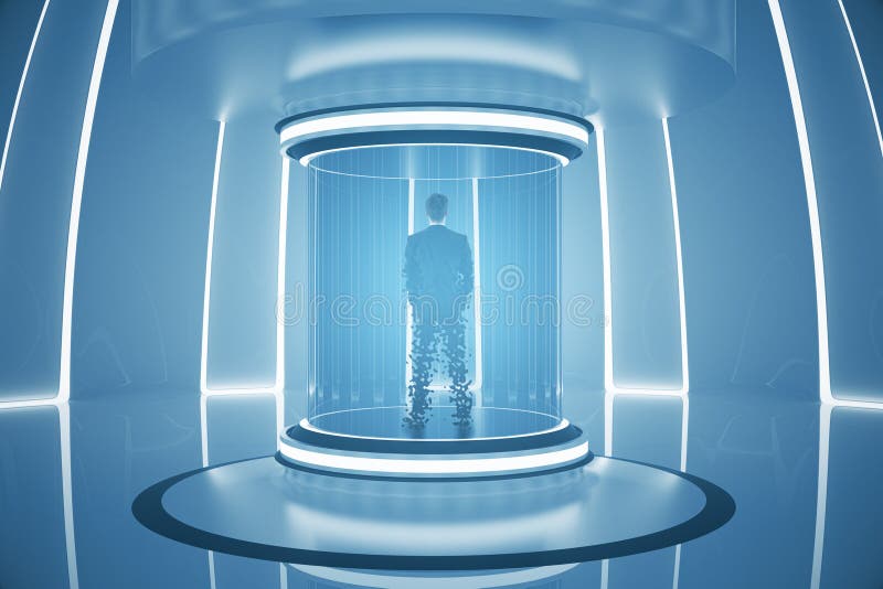 Teleporting businessman stock photo. Image of science - 91024544