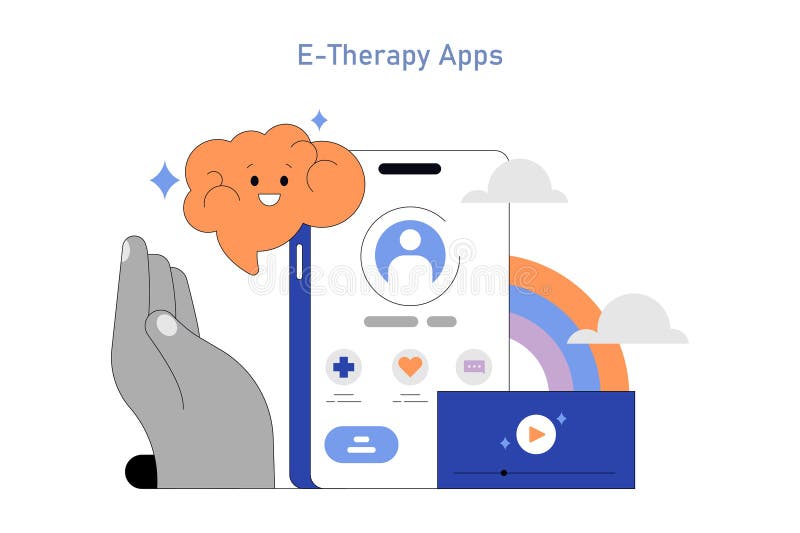 Telepsychology and Online Therapy. Flat Stock Vector - Illustration of ...