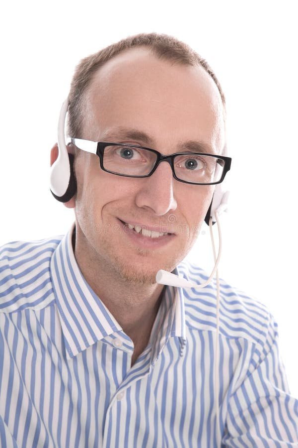 Telesales or Helpdesk Team - Helpful Man with Headset Smiling at Stock ...
