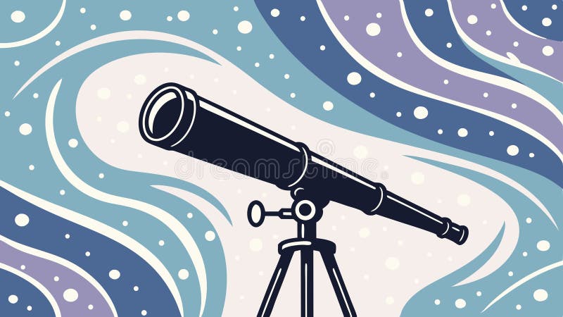 Telescope with Abstract Cosmic Background, Universe Exploration, Vector ...