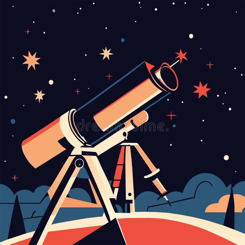 Telescope on a Background of the Night Sky. Vector Illustration Stock ...