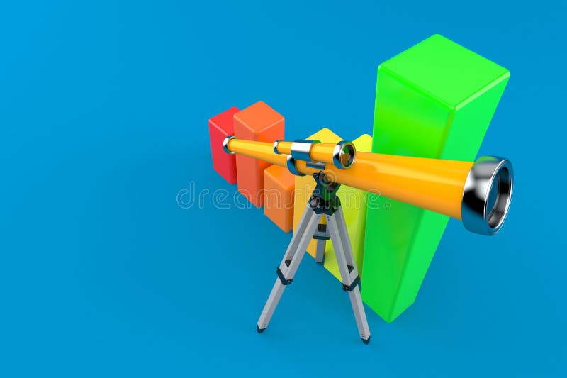 Telescope with chart stock illustration. Illustration of blue - 117785916