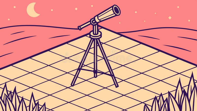 Telescope in Cityscape with Geometric Grid, Vector Design Generative AI ...