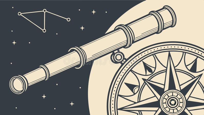 Telescope and Compass, Exploration and Discovery Theme Vector Design ...