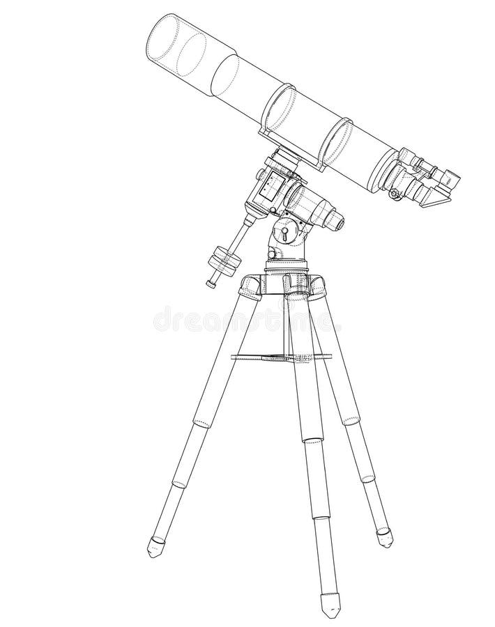 Telescope Concept Outline. Vector Stock Vector - Illustration of focus ...