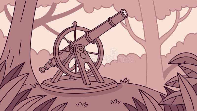 Telescope in Dense Forest, Hidden Observation Post, Vector Design ...