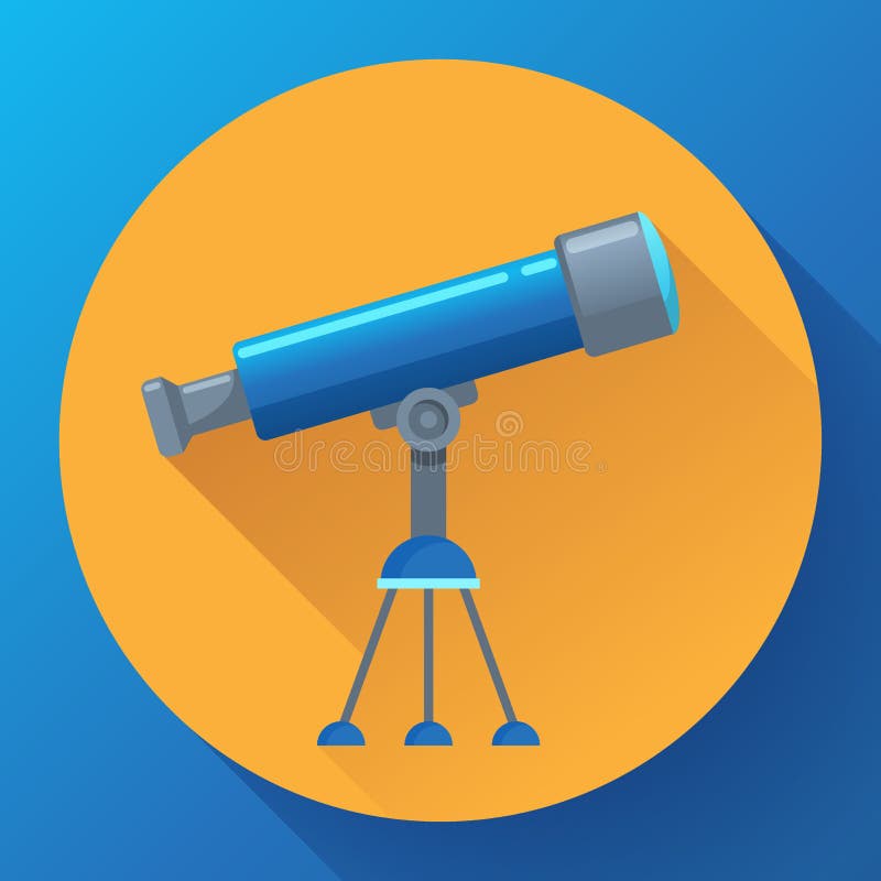 Telescope Flat Icon, Education and Astronomy Element, Spyglass and ...