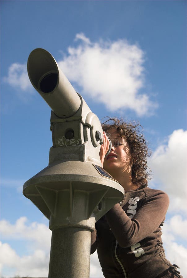Telescope girl stock photo. Image of study, focus, sight - 3727376