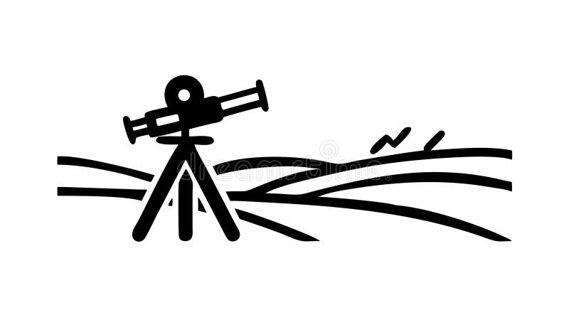 Telescope in Landscape: Astronomical Observation Icon, Vector Design ...