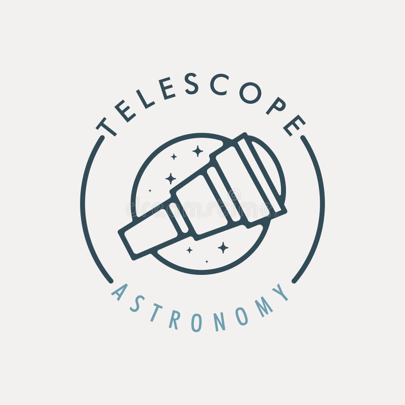 Telescope Logo Vector Line Art with Emblem Astronomy Illustration ...