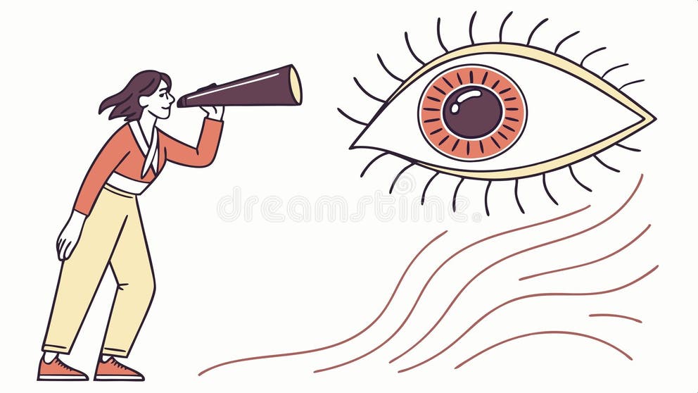 Telescope Looking at Eye, Observation and Vision Concept Vector Design ...