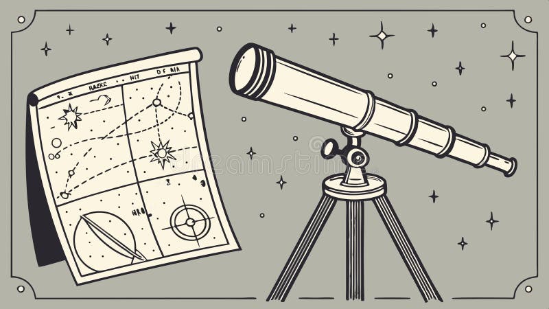 Telescope and Map, Astronomy Equipment and Exploration Tool Vector ...