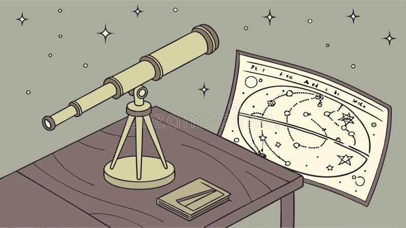 Telescope and Map, Astronomy Tools, Exploration Theme, Science ...