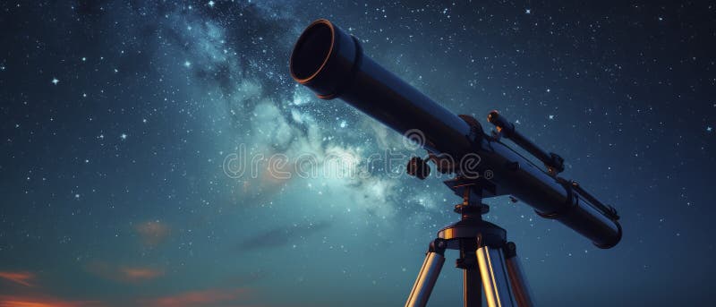 Telescope Mounted on Tripod for Observation and Exploration Stock ...