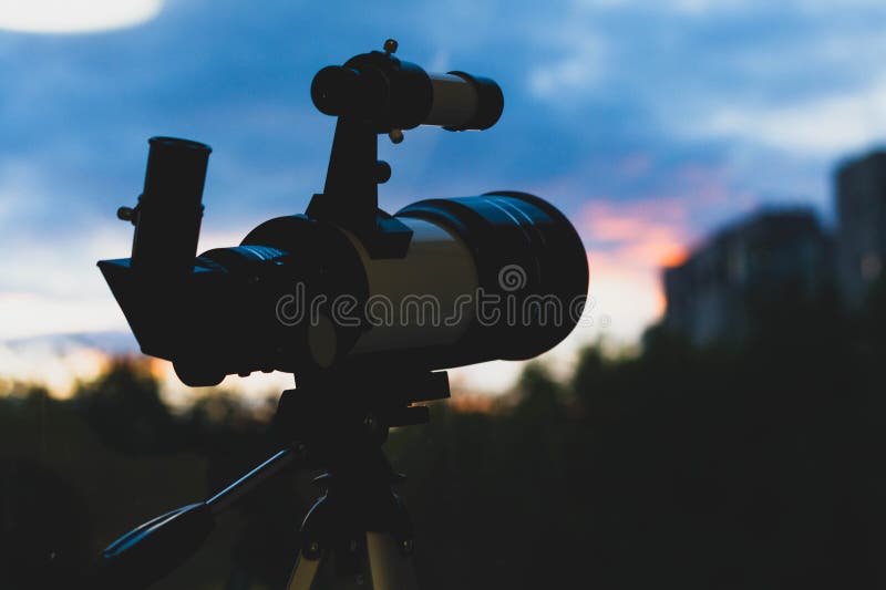 Telescope and Night Sky. Stargazing Stock Image - Image of person ...