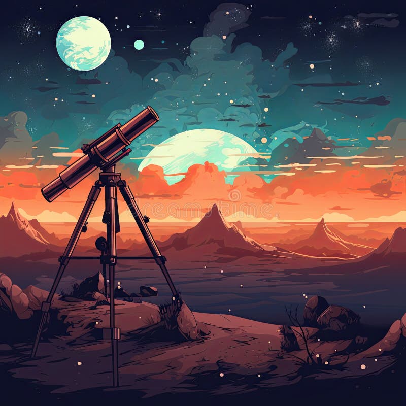 Telescope Observing the Cosmos a Journey through Space and Time Under a Celestial Sky Stock ...