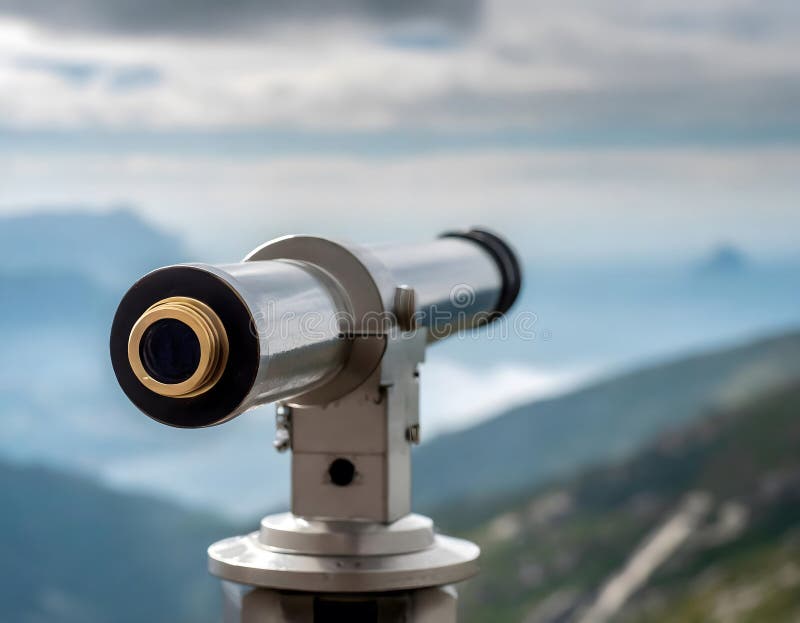 Telescope Observing Mountain Range. Generative AI Stock Illustration ...