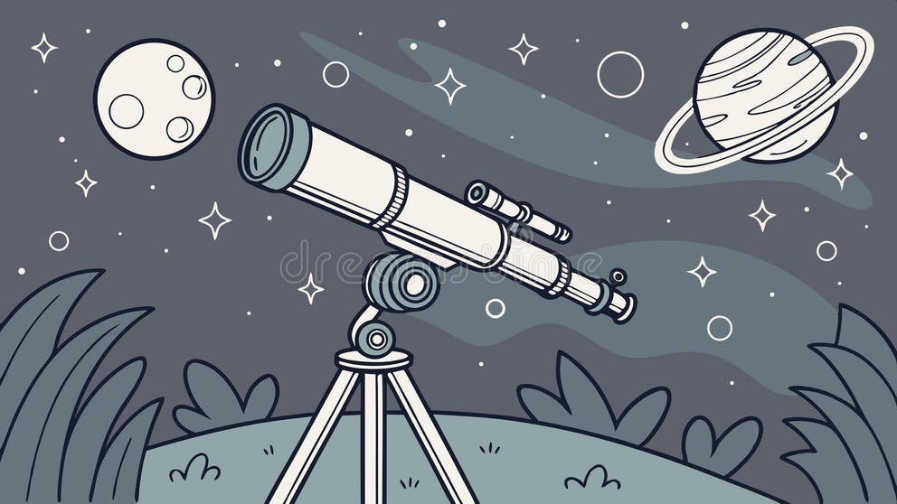 Telescope Observing Planets in Space, Astronomical Science Tool Vector ...