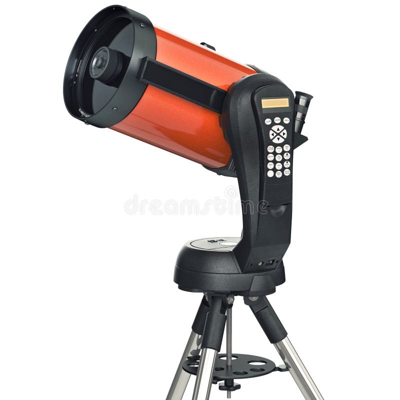 Telescope on Tripod, Back View Stock Illustration - Illustration of ...
