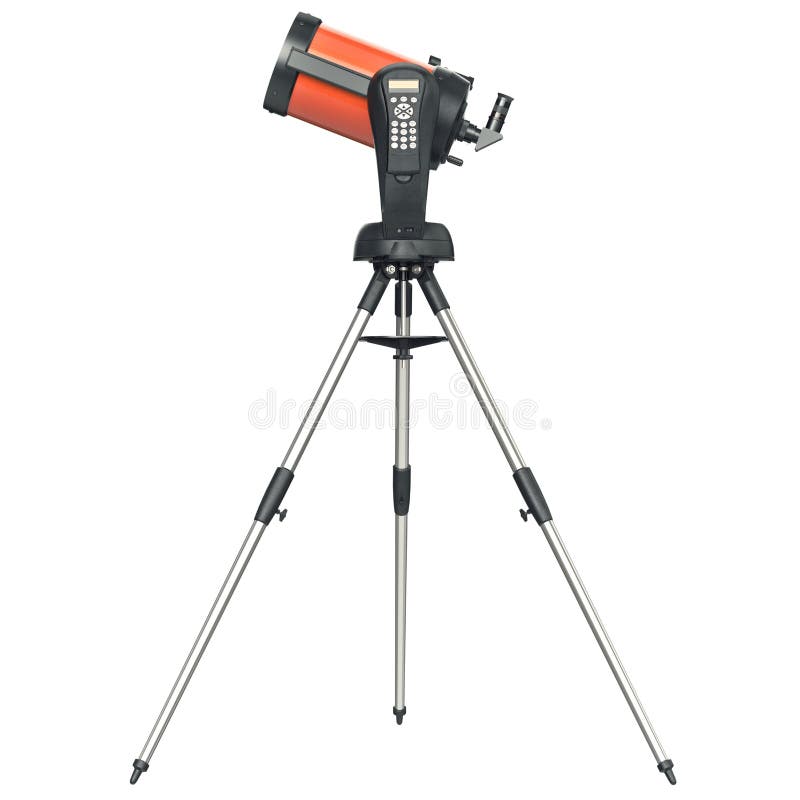 Telescope on Tripod, Back View Stock Illustration - Illustration of ...