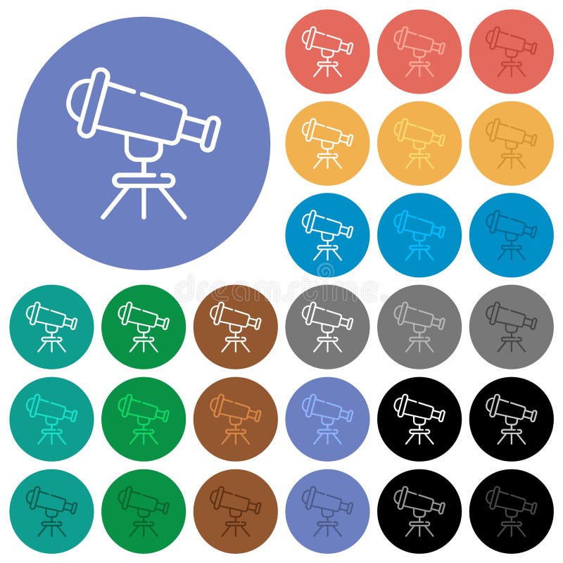 Telescope Outline Round Flat Multi Colored Icons Stock Vector ...