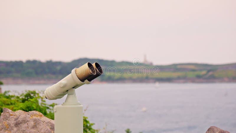 Viewing Platform with Binoculars on the Sea Coast Stock Footage - Video ...