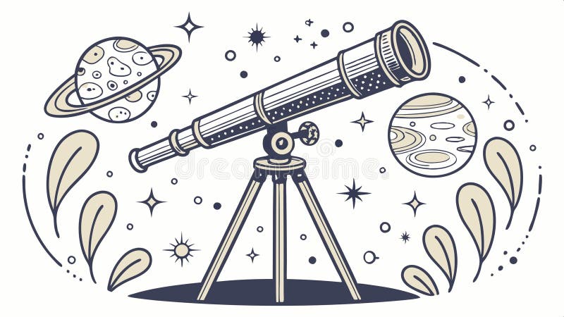 Telescope and Planet Vector, Astronomy Science Design, Space ...