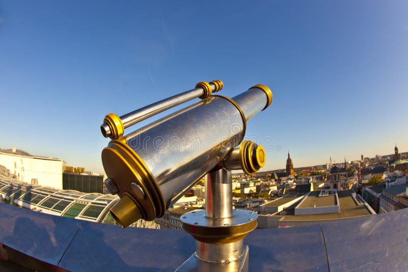 Telescope on Platform with View To Frankfurt Stock Photo - Image of ...