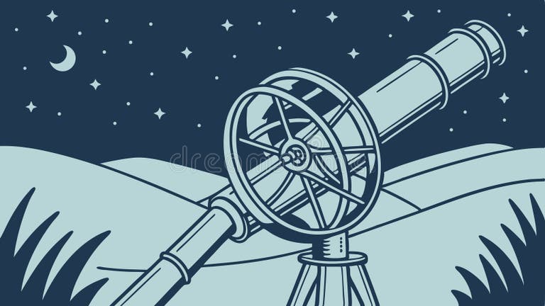 Telescope with Star Chart, Astronomy Learning Vector Art, Celestial ...