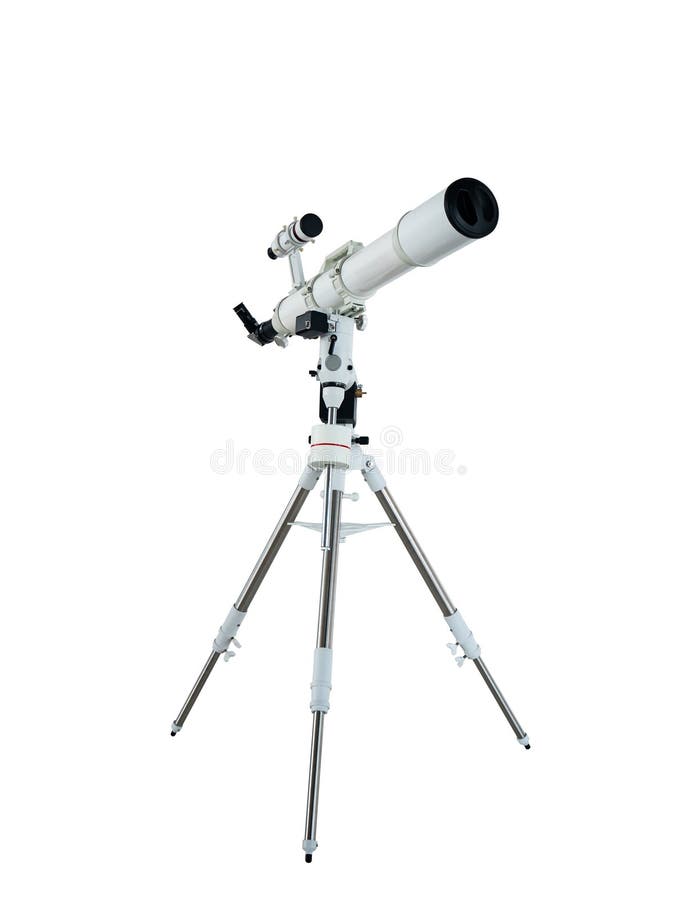 Telescope on a Tripod Isolated on White Background with Clipping Path ...