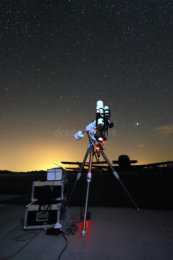 Telescope Under the Night Sky 2 Stock Image - Image of atmosphere ...