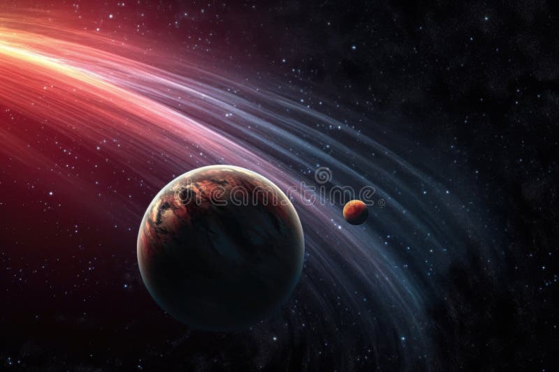 Telescope View of an Exoplanetary System with Gas Giants Stock Photo ...