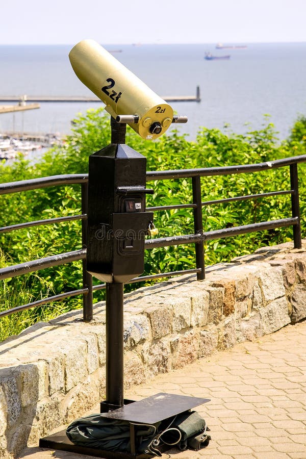 Telescope on Viewing Platform in Munich, Germany Stock Image - Image of ...