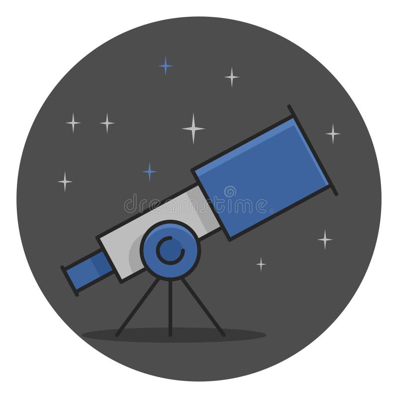 Telescope and Night Sky Icon. Flat Style. Isolated Stock Vector ...
