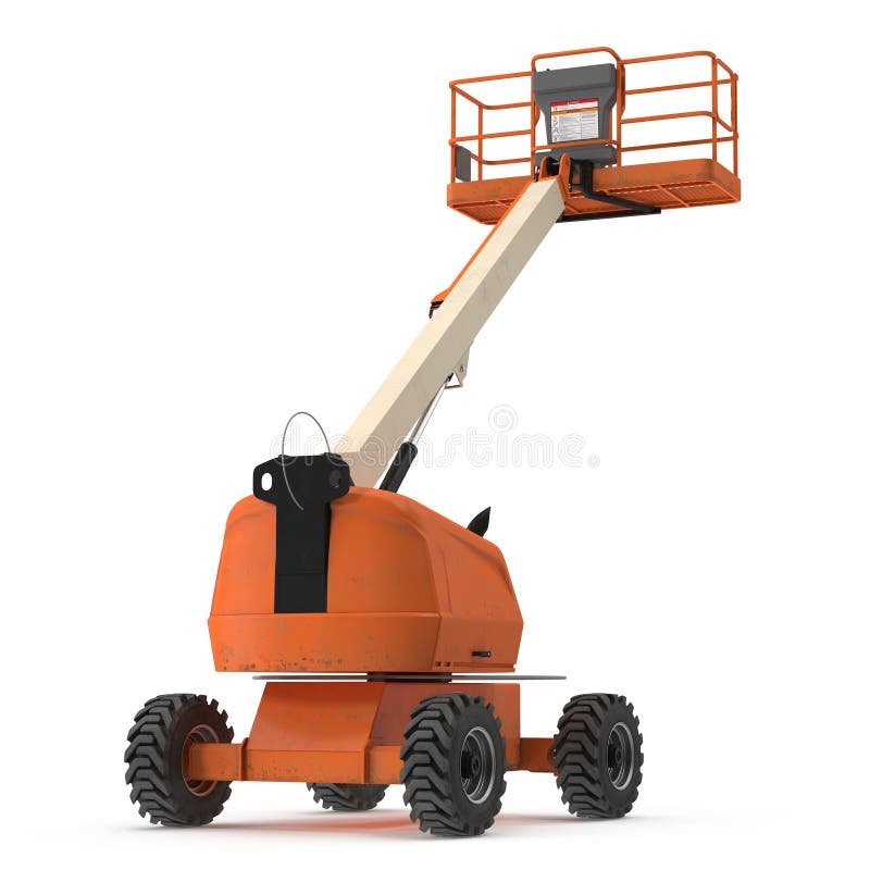 Telescopic Boom Lift On White. 3D Illustration Stock Illustration ...