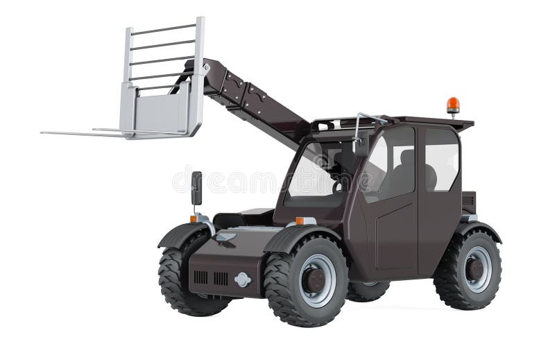 Telescopic Handler with Orange Hard Hat, 3D Rendering Stock ...