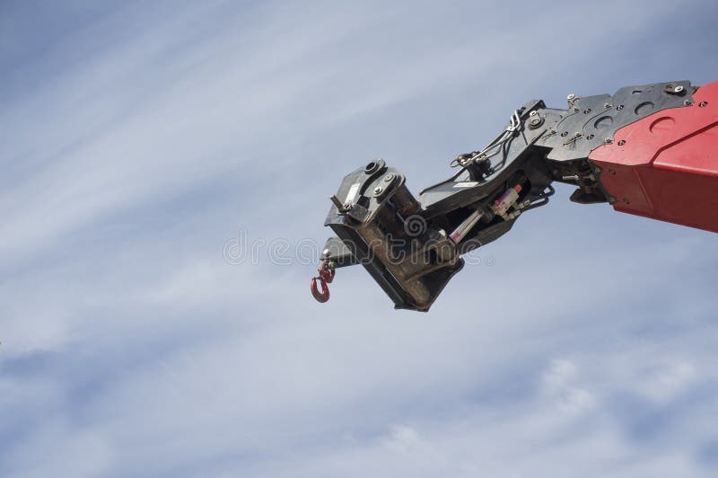 Telescopic Handler Top with Hook Stock Photo - Image of levelling ...