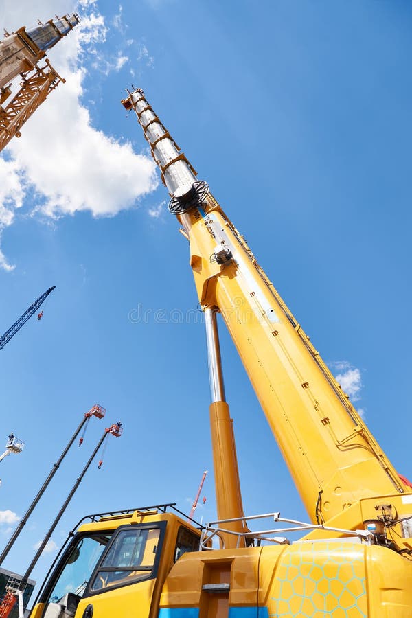 Telescopic mobile cranes stock image. Image of boom - 222072893