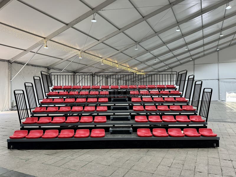 Telescopic Seating Bleachers, Unfolded Front View Stock Photo - Image ...